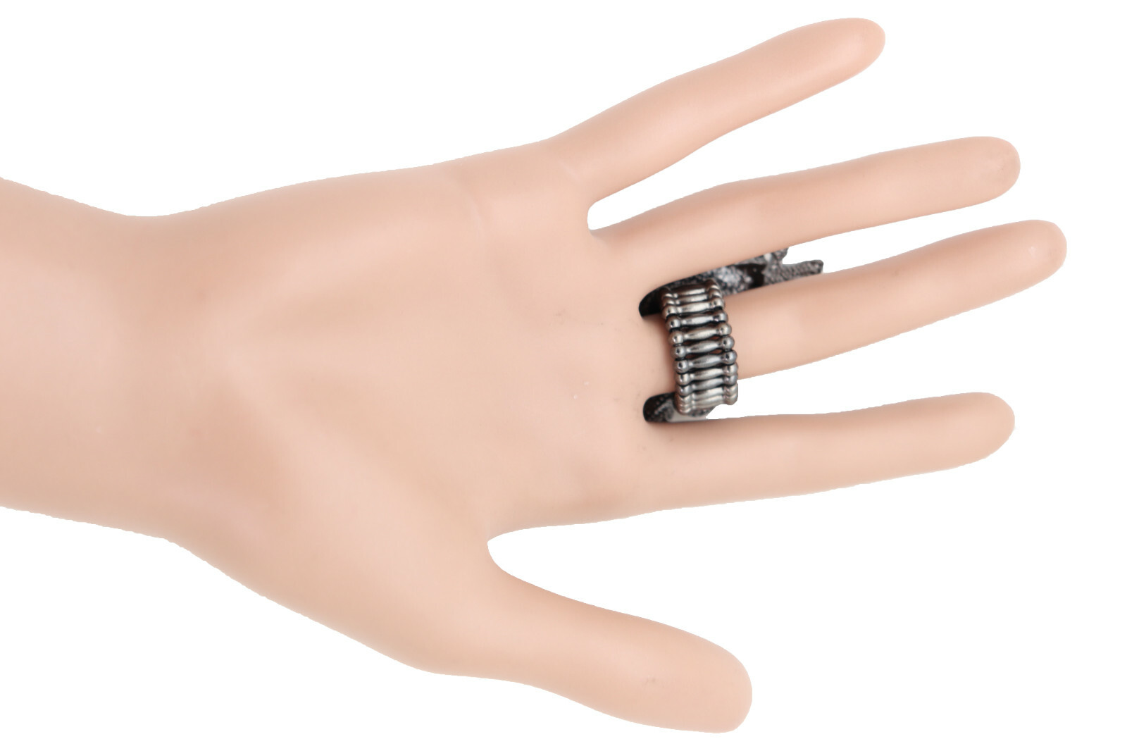 Women Black Metal Ring Fashion Elastic Band Size Bling Jewelry Bird ...