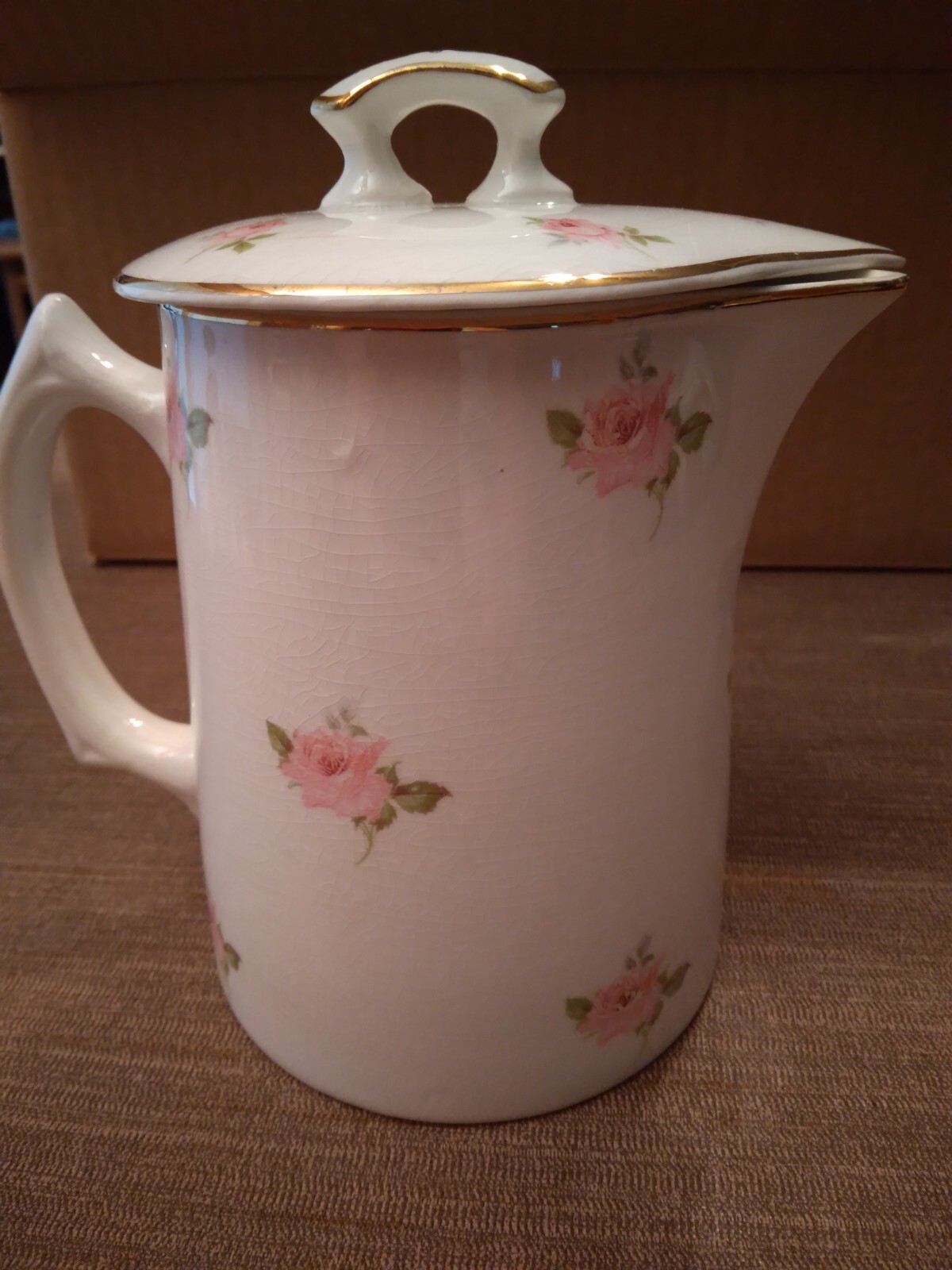 Edwin M. Knowles China Vitreous Coffee Tea Pot Pitcher Pink Roses EUC ...