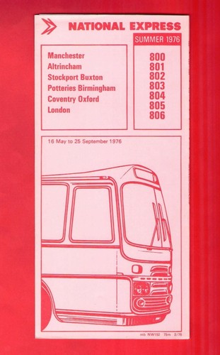 National Express Coach Timetable - 800 etc - Manchester to London ...