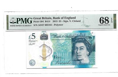2015 Great Britain Bank of England 5 Pounds Pick#394 PMG 68 EPQ Gem UNC ...