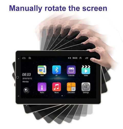 Touch Screen Android 9.1 10.1" Rotatable Car Stereo Radio 2DIN GPS Wifi ...