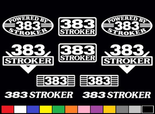 10 DECAL SET 383 V8 POWERED ENGINE STICKERS EMBLEMS 350 400 STROKER ...