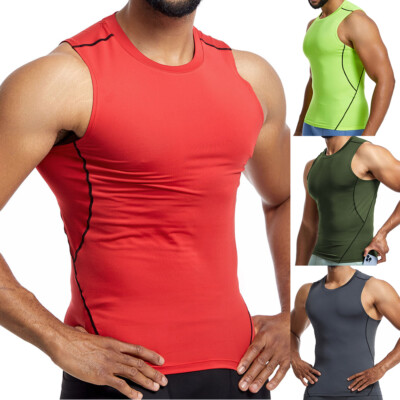 Mens Compression Shirt Sleeveless Body Shaper Base Layer Slimming Tank ...