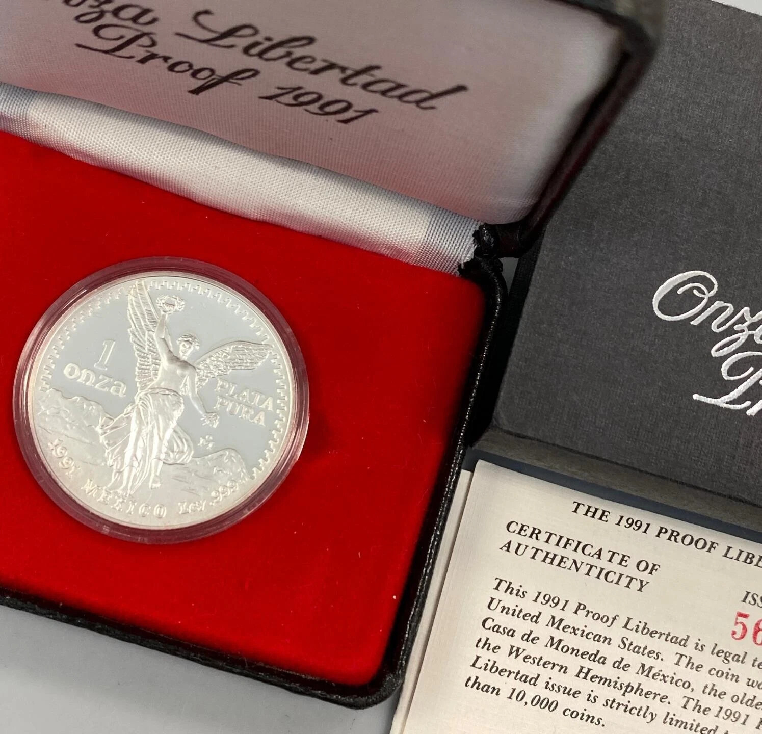1991 Mexico 1ozt .999 silver Proof Libertad Coin no 5972/10000 W Box and COA | eBay