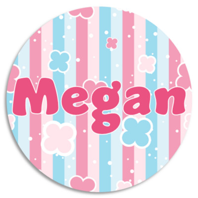 Megan - 25 Pack Circle Stickers 3 Inch - Name Tag Water Bottle School ...