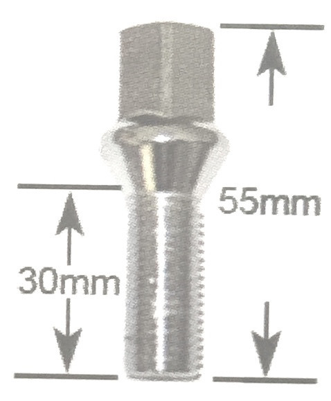 (20) 12x1.5 30MM ACORN BLACK CONICAL CONE SEAT WHEEL LUG BOLTS 17MM HEX ...