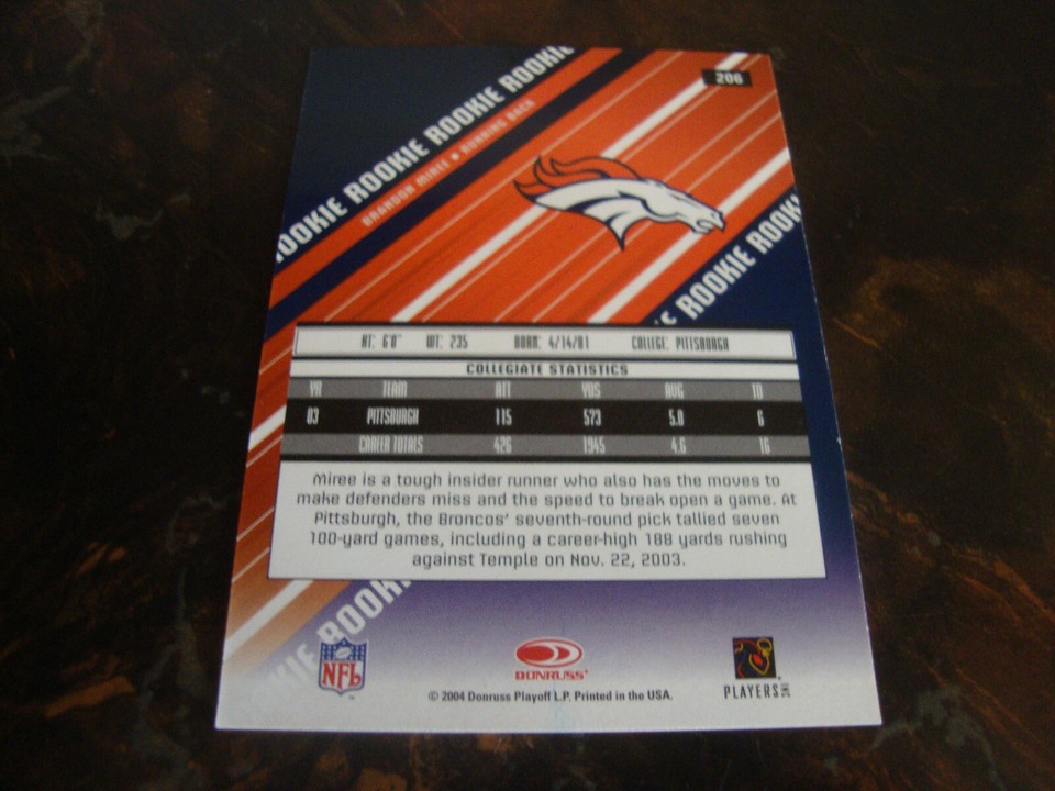 2004 Leaf Rookies & Stars Football---Rookie/Auto.---#206 Brandon Miree ...