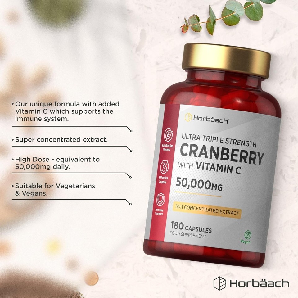 Cranberry Capsules 50,000 mg | High Strength Cranberry Extract with ...