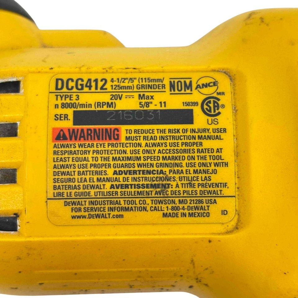 DEWALT 20V MAX DCG412 Lithium-Ion Cordless 4-1/2" - 5" Angle Grinder | eBay
