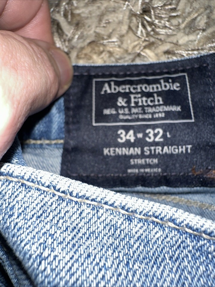 Abercrombie & Fitch Men's Kennan Straight Stretch Jeans, Light Washed, 34 X 32 | eBay