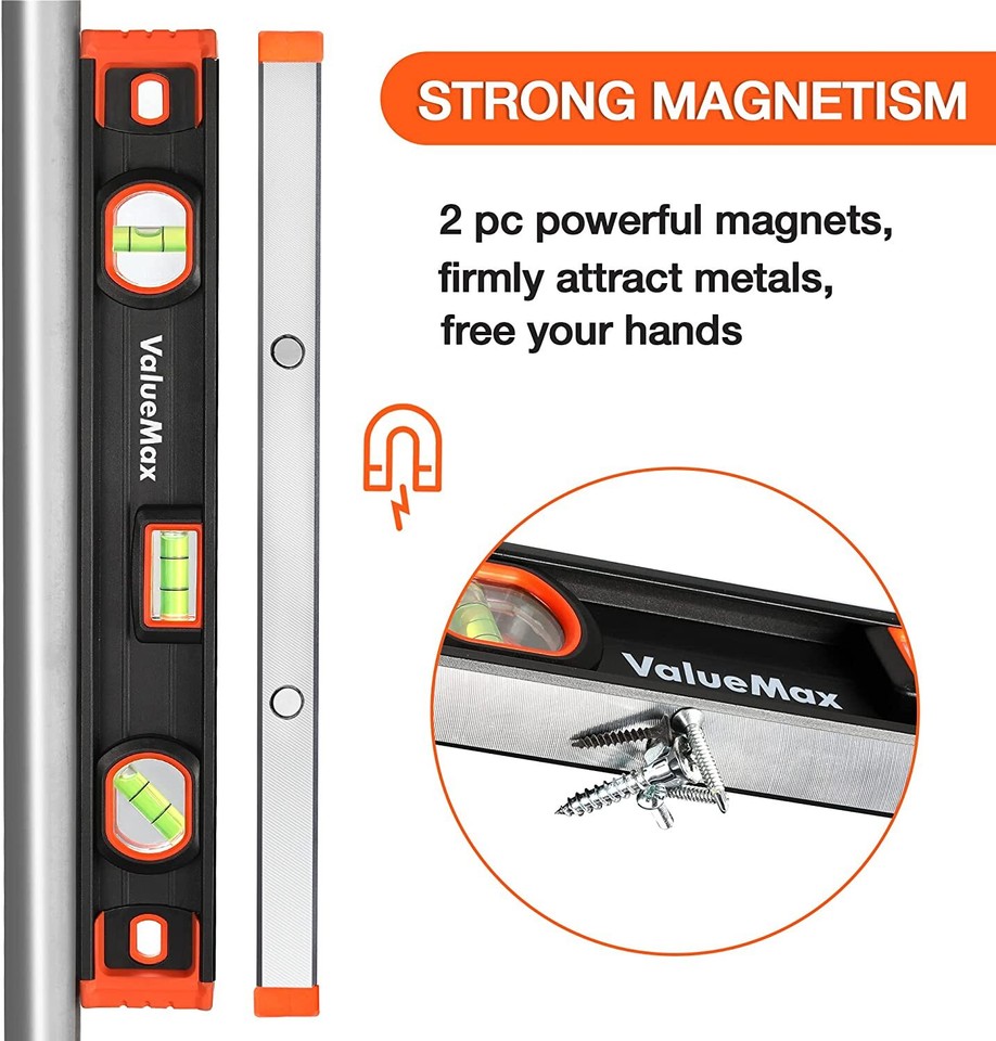 ValueMax 16-Inch Level Magnetic Level Tool w/3 High-visibility Vials ...