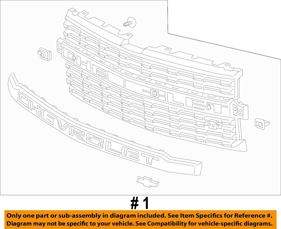 2019-2022 SILVERADO 1500 WORK TRUCK BLACK GRILLE NEW GM # 84401129 | eBay