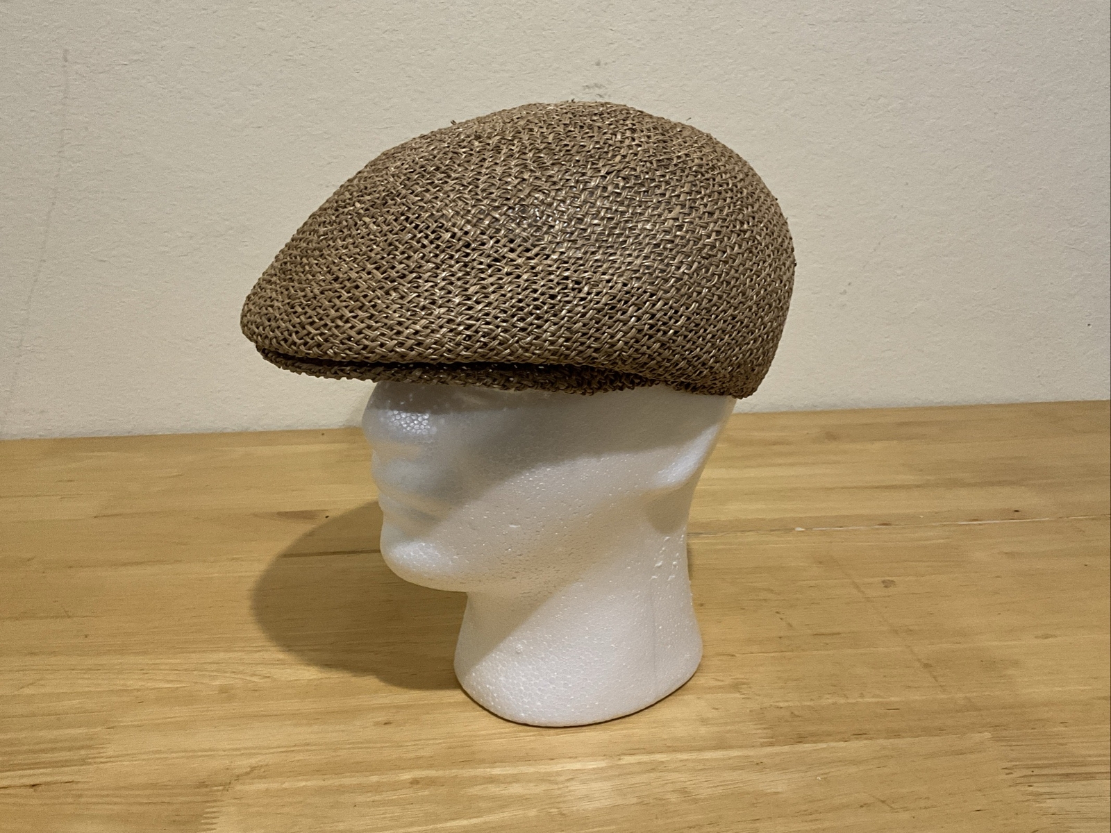 Mens Newsboy Cabbie Cap Vintage Tan Woven Straw Unisex Casual Golf ...