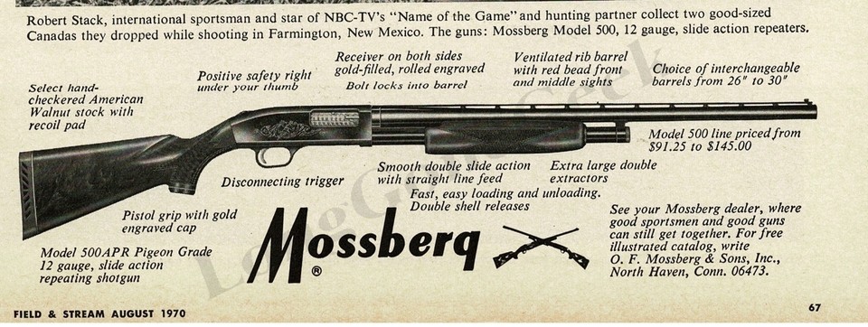 1970 MOSSBERG Model 500 12 Gauge Shotgun ROBERT STACK Goose Hunter ...