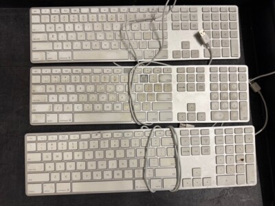 Set of 3 Genuine Apple USB Wired Keyboard A1243 10 Key iMac Mac Mini ...