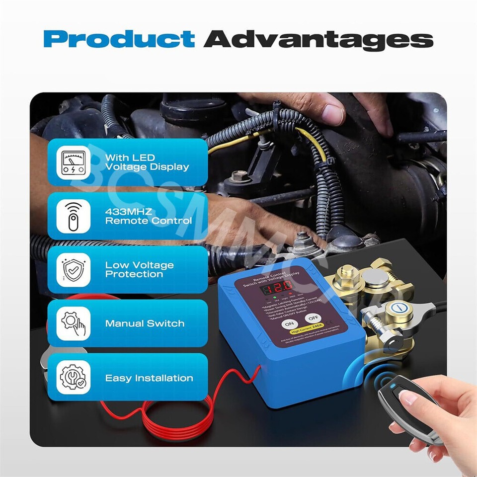 Car Battery Disconnect Switch Dual Remote Control Anti Theft Kill ...