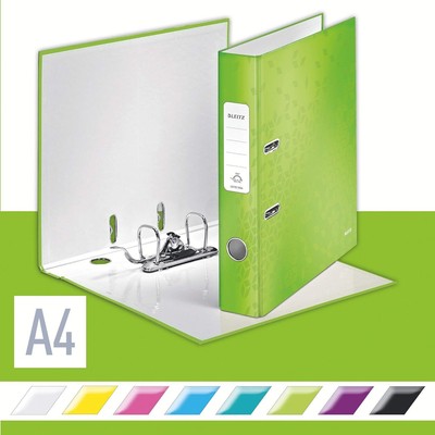 Leitz 10060054 A4 Lever Arch File, 50 mm Spine Width, WOW Range, Green ...