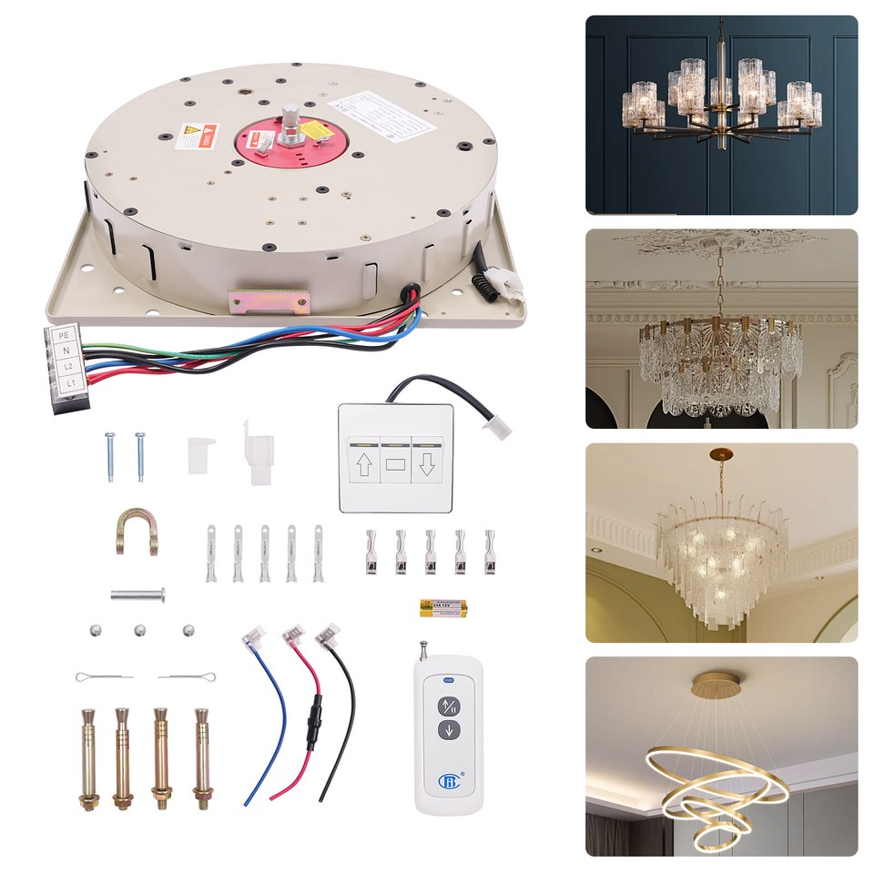 Chandelier Hoist Lifter System Wall Switch Electric Motor Winch ...