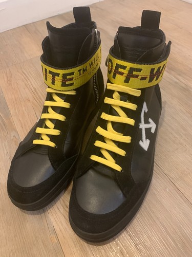 Off-White "Cup Sole" Black Leather & Suede High Top Trainers - Size EU ...