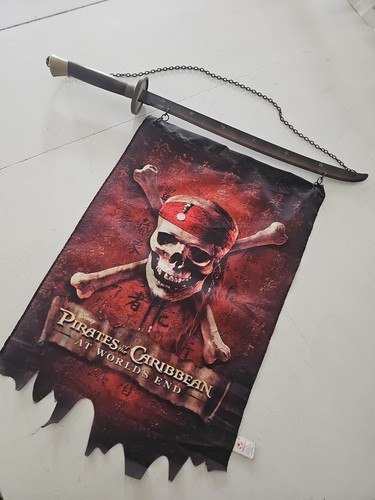 Pirates of the Caribbean Wall Hanging Sword with Flag RARE Disney Store ...