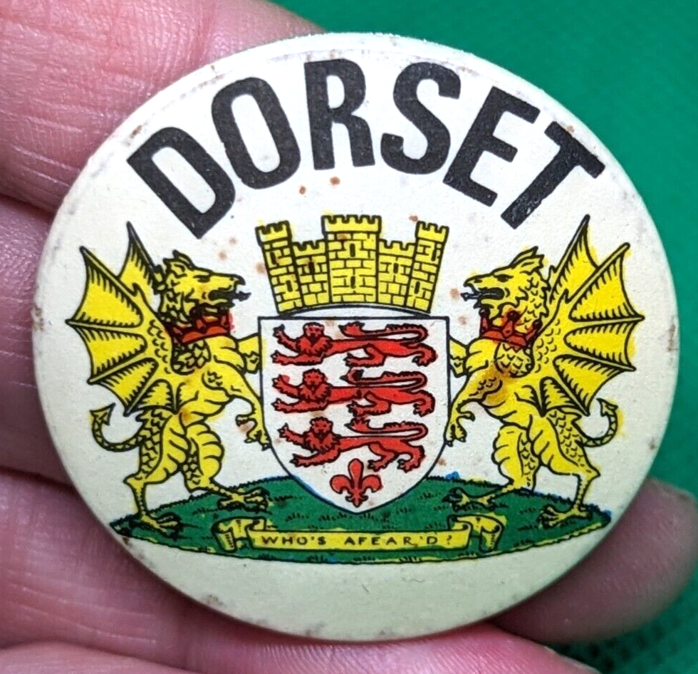 Vtg DORSET Dragons 1960's Coat of Arms Emblem Crest Shield Badge Pin ...