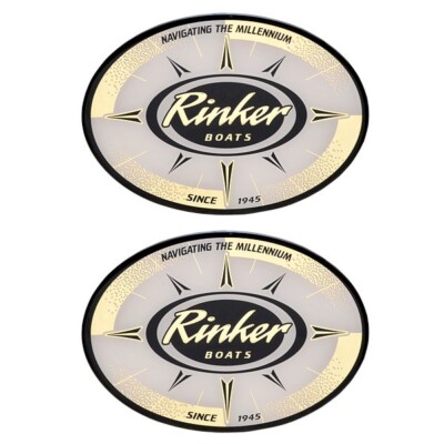 Rinker Boat Raised Decals | Gold / Black / White 6 x 4 1/4 Inch 2PC | eBay