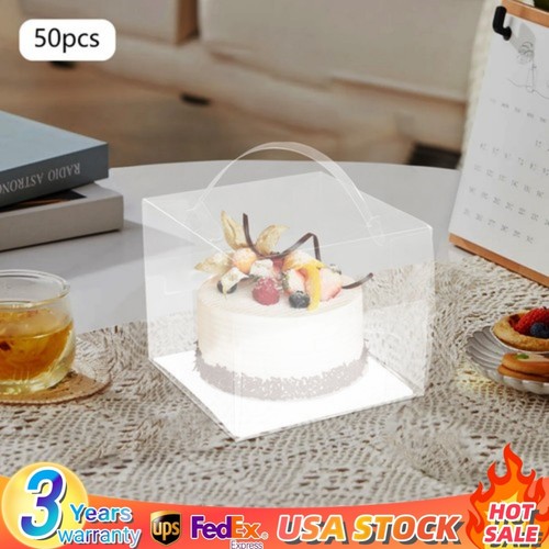 50Pcs Clear Cake Box Cake Display Boxes Cake Display Boxes 5.91*5.91*5. ...