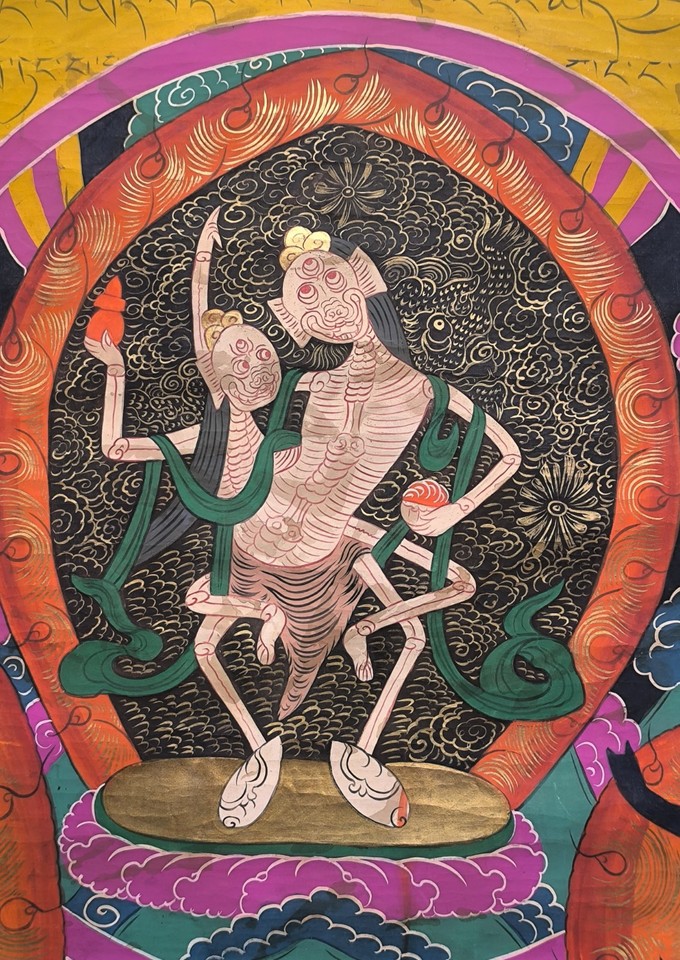 Real Nice Tibet Vintage Old Buddhist Hand-Painted Thangka Chitipati ...