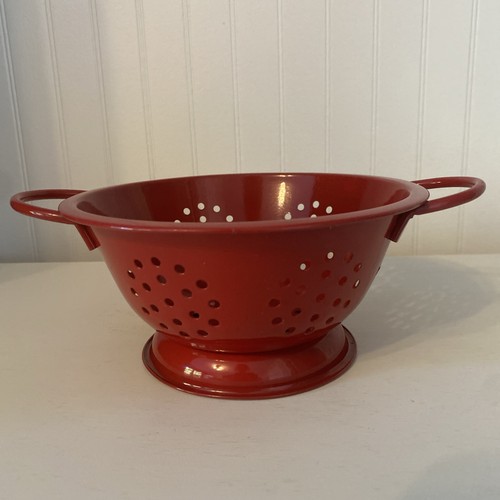2 Handle Red Metal Small 6" Berry Colander/Strainer | eBay
