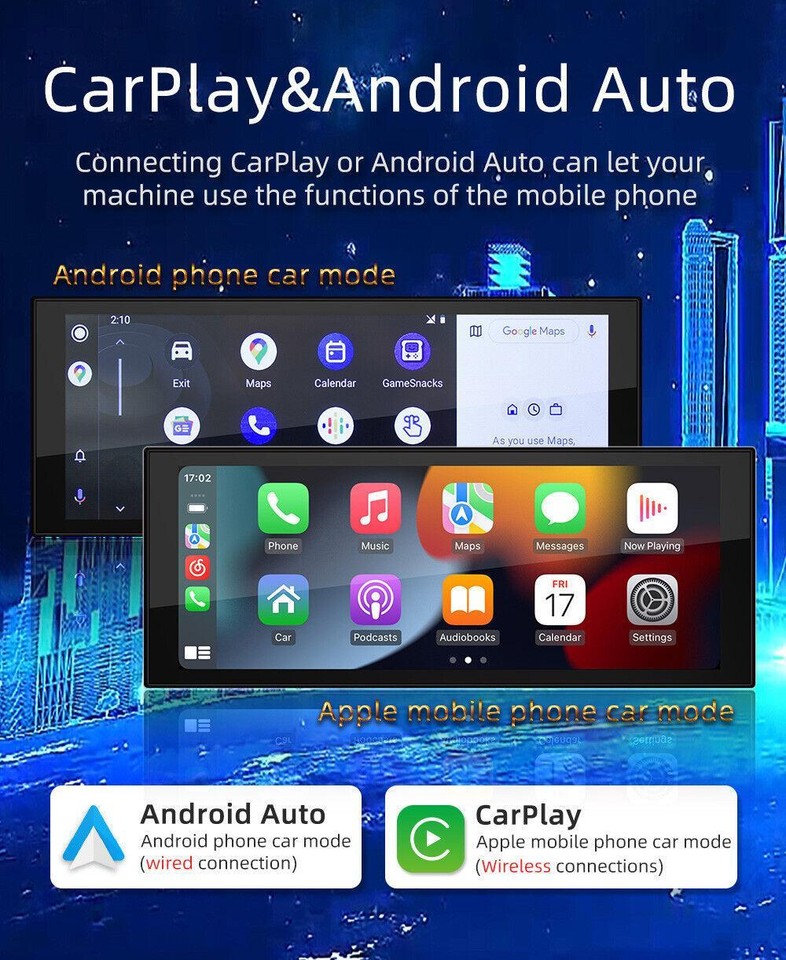 Android 12 1DIN Car Video Player GPS Navi WiFi FM BT Radio CarPlay ...