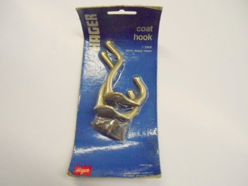 Vintage Pair of Gold Colored Metal Coat Wall Hooks w/Screws Unused ...