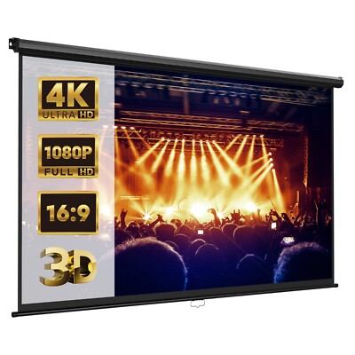 VonHaus - 100 Inch Projector Screen Pull Down | Wall Mounted Home ...