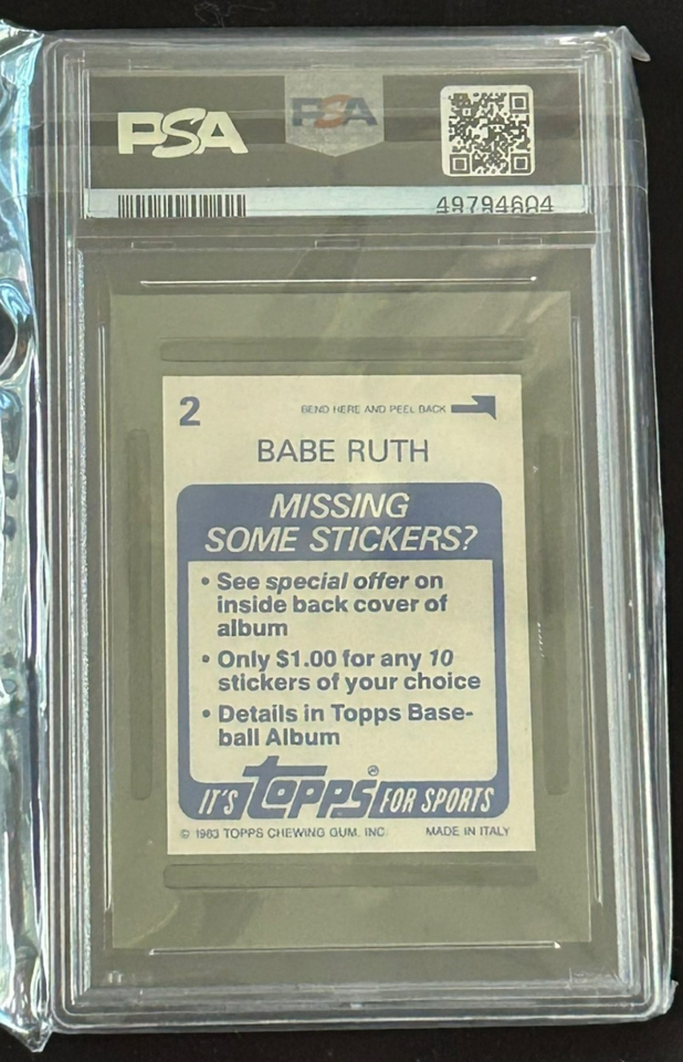 Babe Ruth - 1983 Topps Stickers #2 MLB Red Sox / Yankees Baseball HOF ...