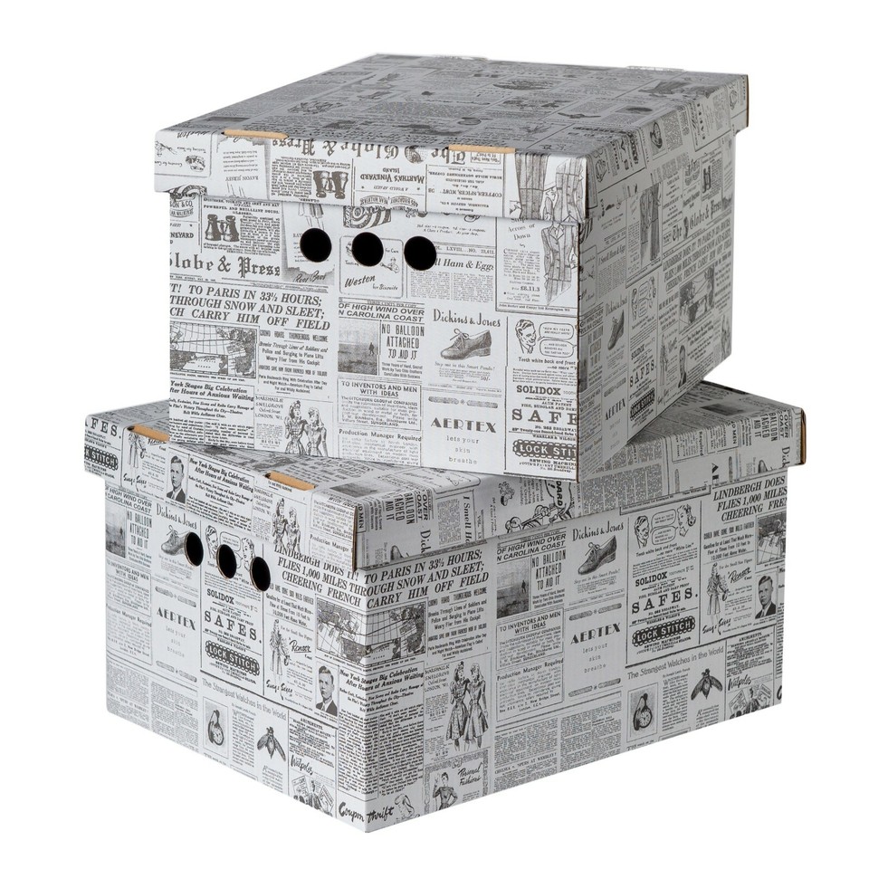 STYLISH 2pc Decorative Storage BOXES with Lid ARCHIVE A4 Box Cardboard ...