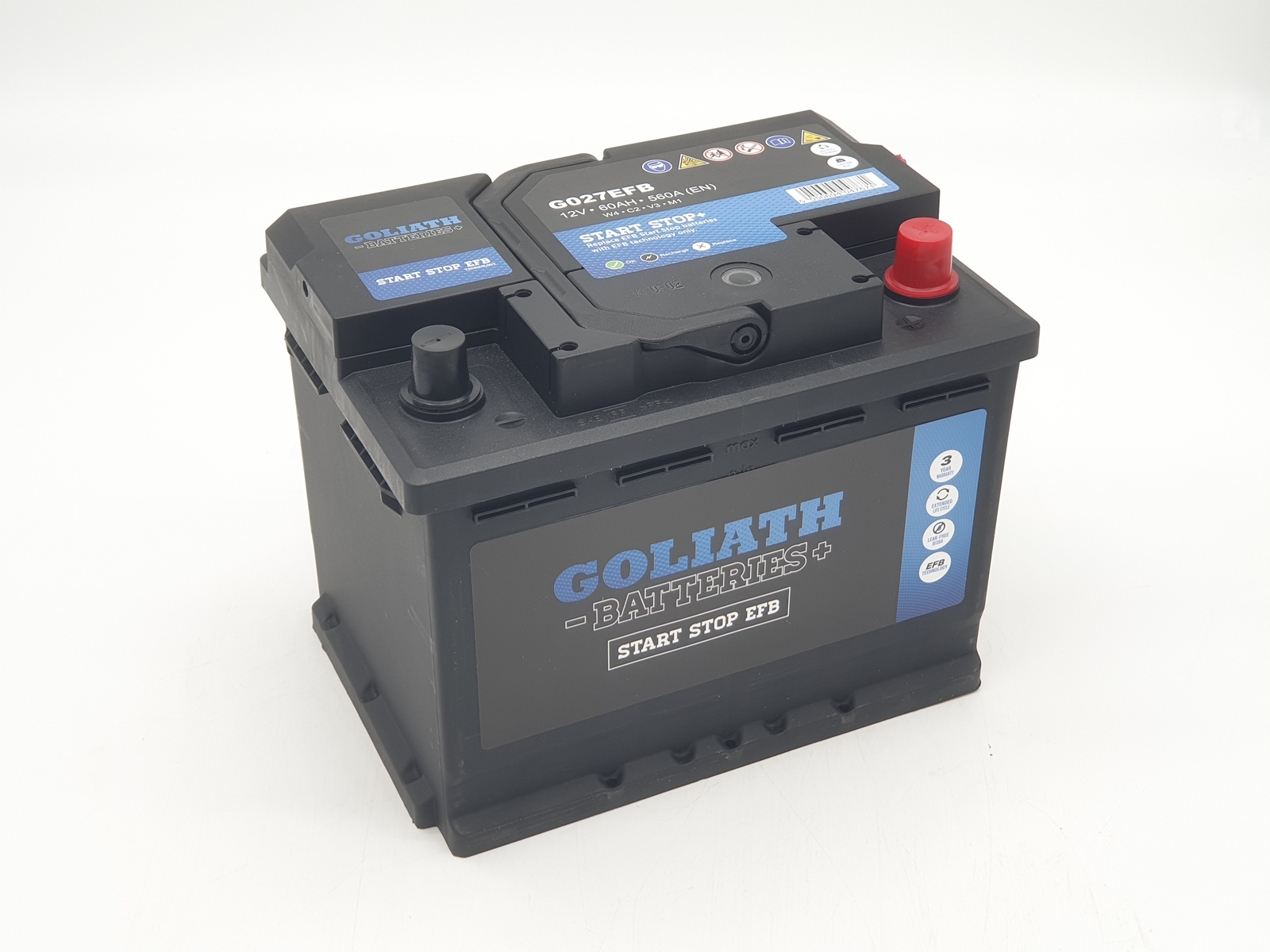 Goliath G027 EFB - 027 EFB 60Ah 560A Start Stop Battery - 3 Year ...