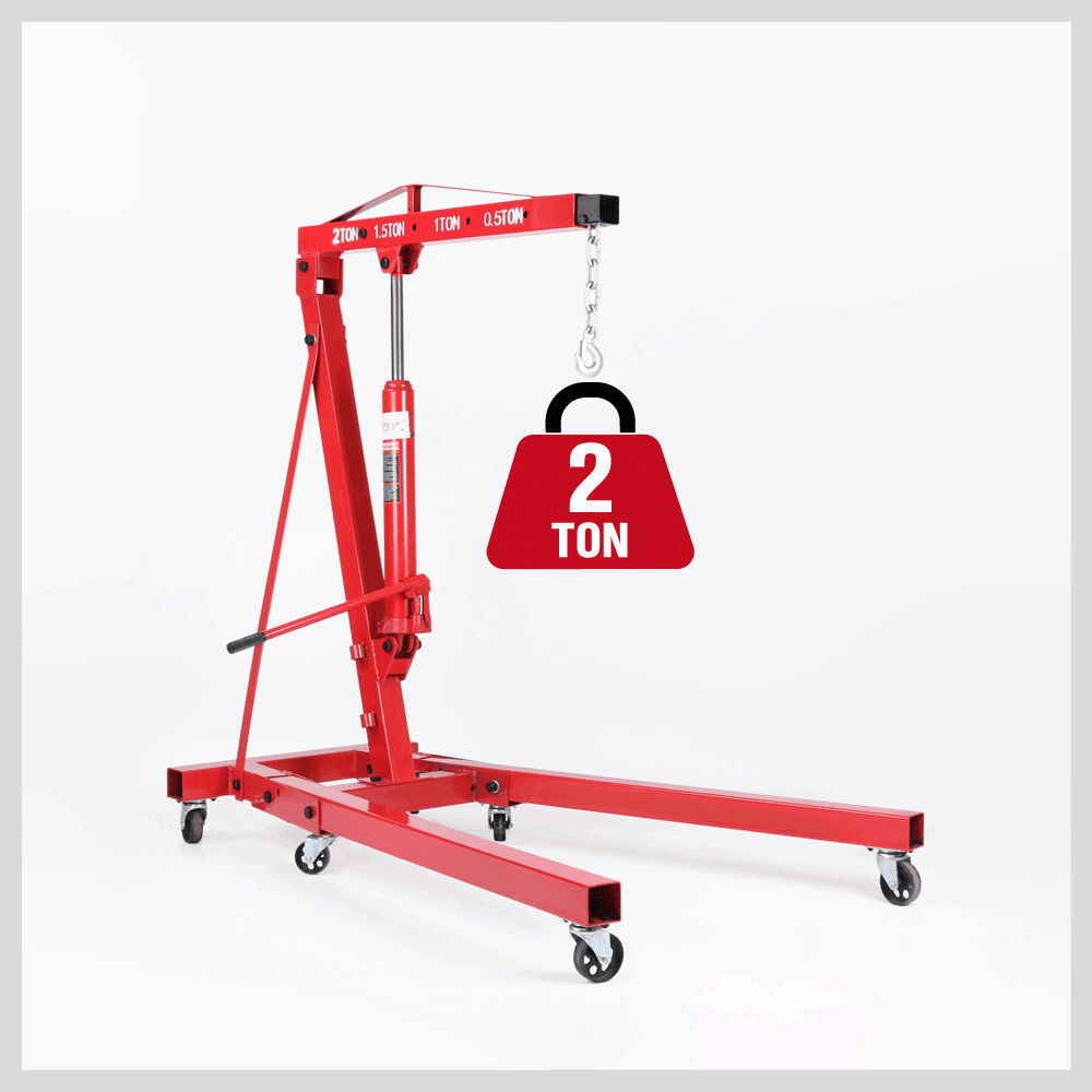 2-Ton Hydraulic Engine Crane Fold-able Hoist Workshop Mobile Lifter ...