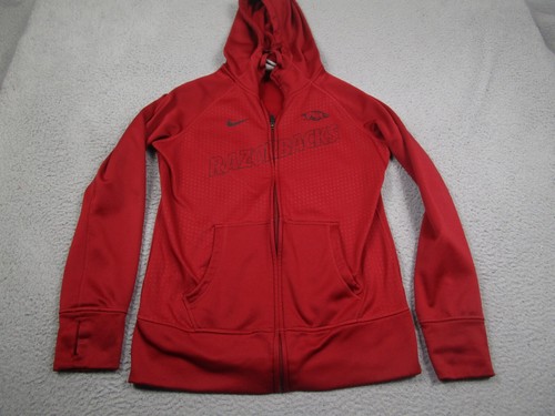 Arkansas Razorbacks Jacket Womens Medium Red Nike Therma Fit Hooded ...