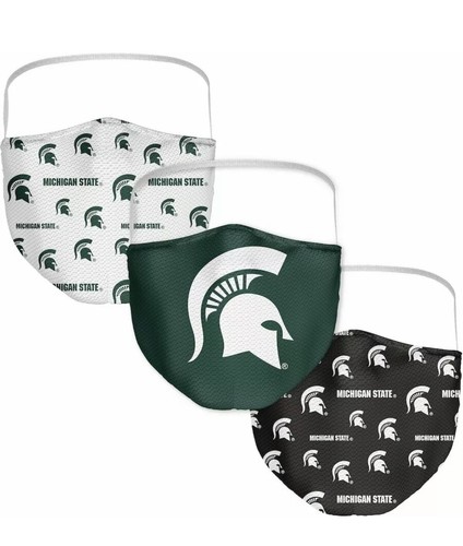 NCAA Michigan State Spartans MSU Licensed Face Coverings Mask 3 Pack | eBay