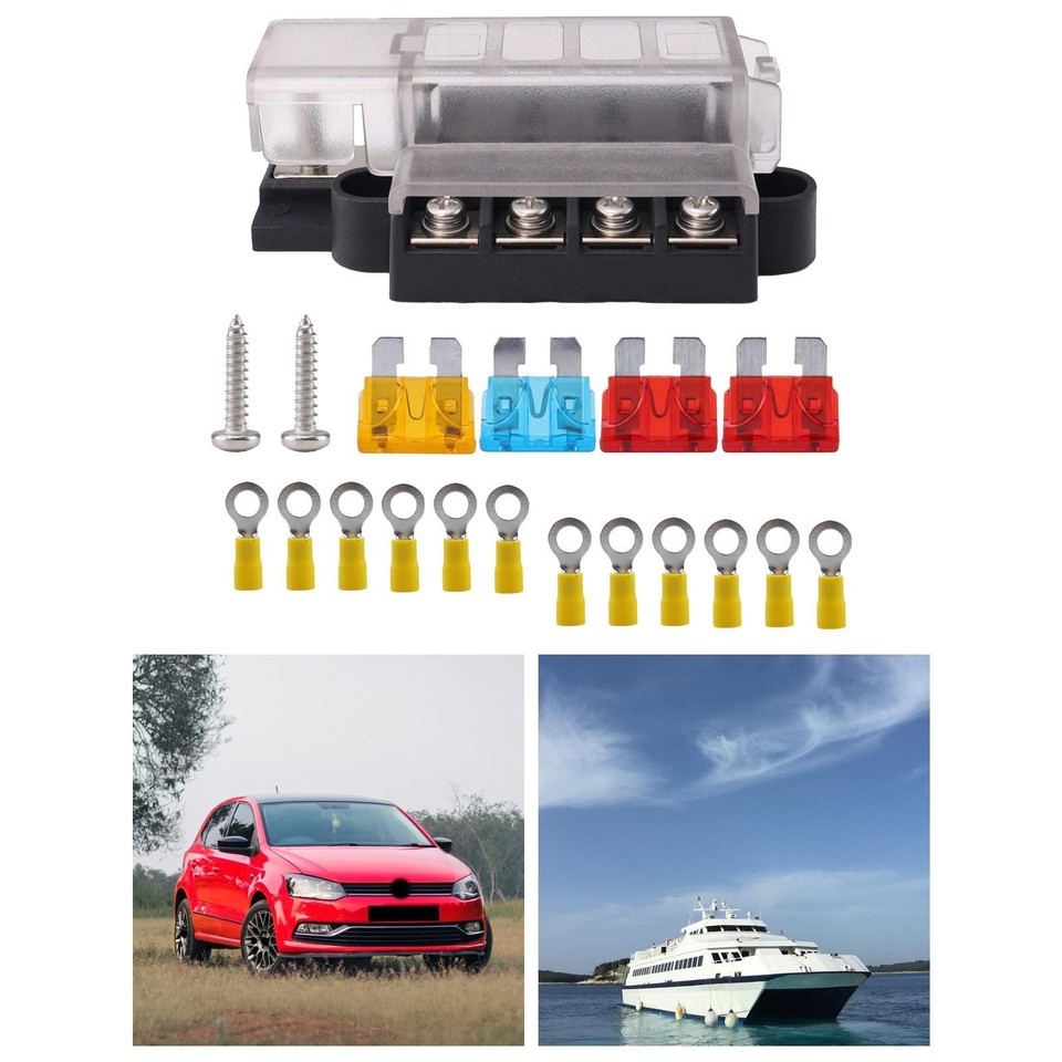 4 Circuit Fuse Box Fuse Holder 1 in 4 Out 100A Repair Parts 32V Blade ...