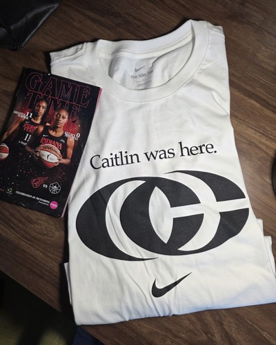CAITLIN WAS HERE Caitlin Clark Nike Logo SGA Indiana Fever T Shirt | eBay