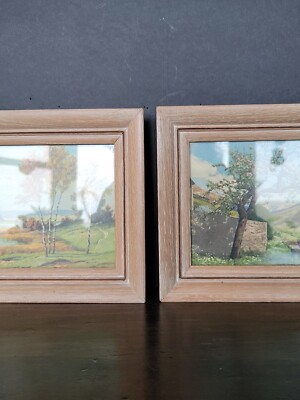 Vintage Pair MCM Mid-Century Framed Landscape Prints tonalist 10x8 ...