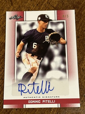 DOMINIC PITELLI 2019 Leaf Perfect Game RED AUTOGRAPH #4/5 REDS RC ...