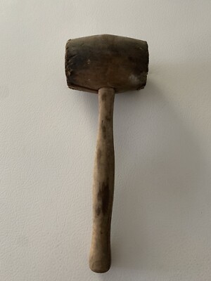 Vintage Large Wood/Metal Mallet Hammer Sledge Barrel Primitive Tool | eBay
