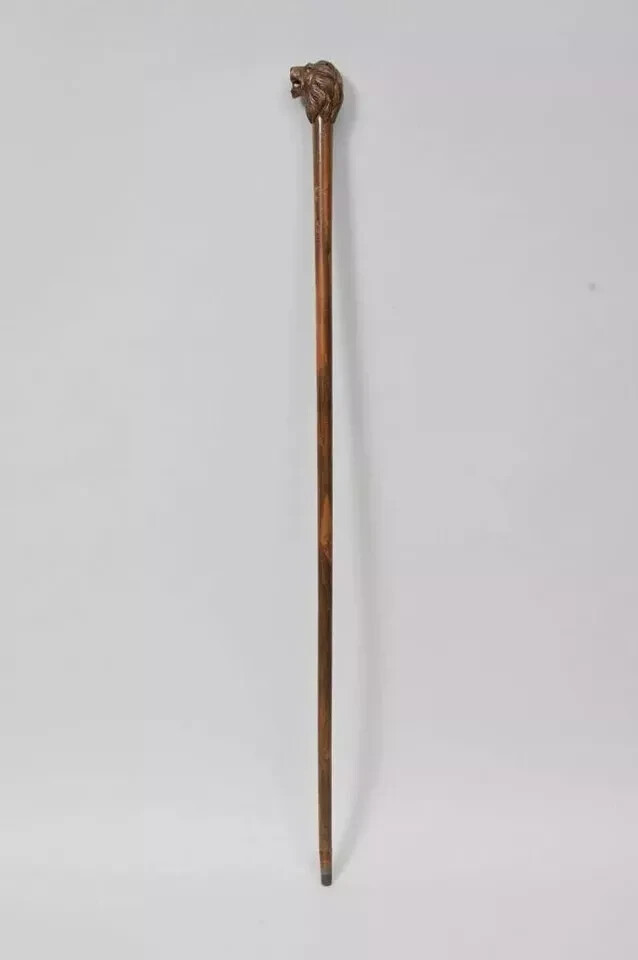 Wooden Walking Stick Cane Lion Head Handle Animal Hand Wood Replica ...