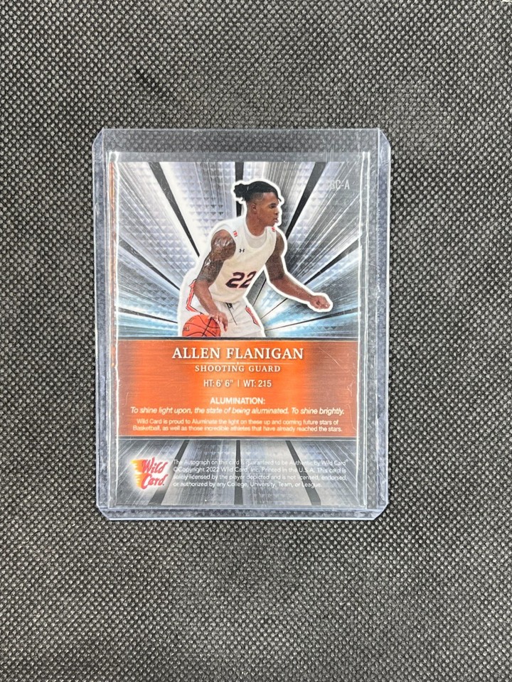 RARE 1ST TRADING CARD!! ALLEN FLANIGAN - WILD CARD ALUMINATION - AUTO ...