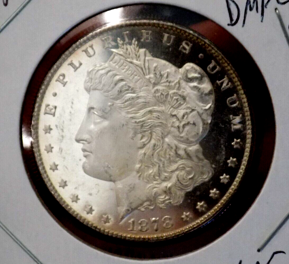 MORGAN SILVER DOLLAR 1878 S GEM BU CAMEO DMPL BLACK AND WHITE OBV PL ...