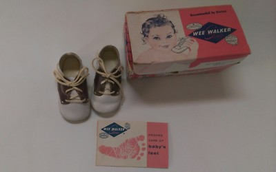 Vintage WEE WALKER Baby Shoes CRIB SHOE brown/white saddle 1961 Size 2 ...