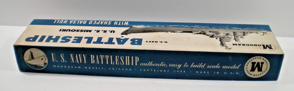 VINTAGE 1945 MONOGRAM WOODEN BATTLESHIP MODEL "USS MISSOURI " 78 years ...