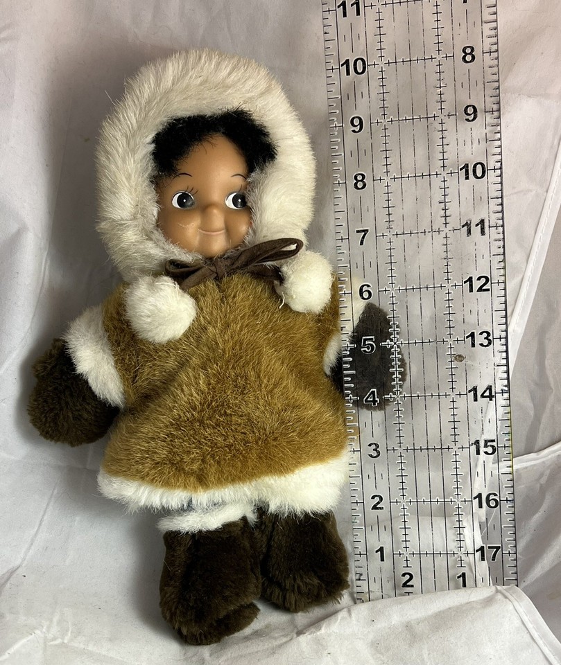 Kipmik Anchorage Alaska Eskimo Plush Girl Doll Brown Rubber Face Faux ...