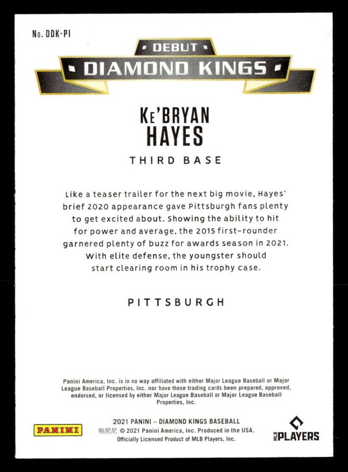 2021 Panini Diamond Kings #DDK-PI Ke'Bryan Hayes Debut Diamond Kings ...